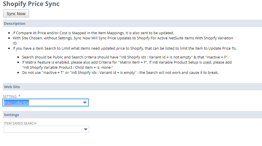 Shopify Price Sync Update