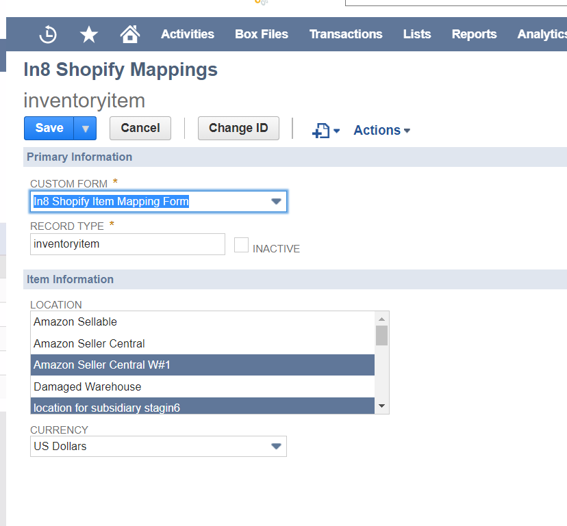 Shopify Location Mappings