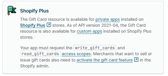 Shopify Gift Card Setup/Requirements