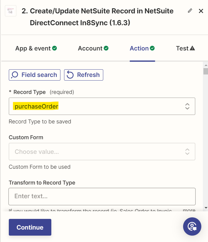 Create Purchase Order